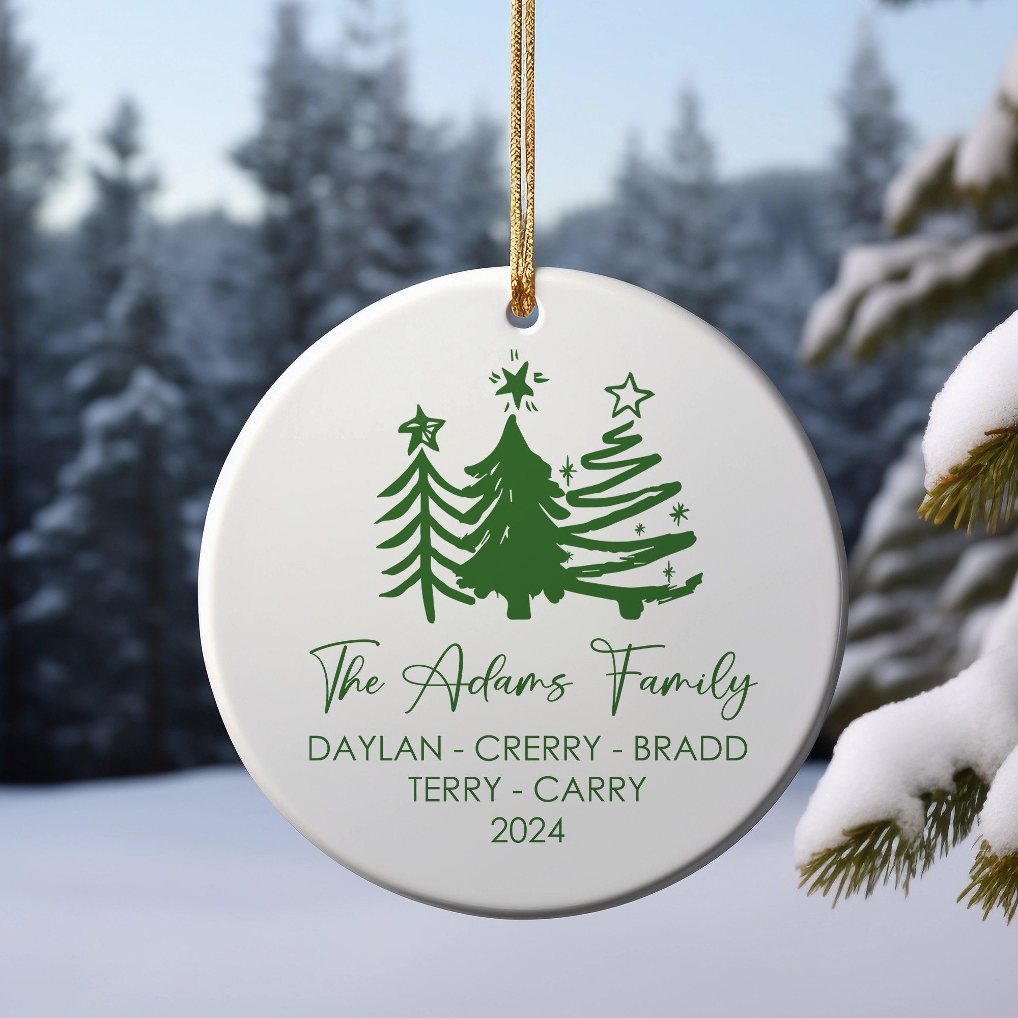 Personalized Minimalist Green Christmas Ornaments Custom Holiday Decor ...