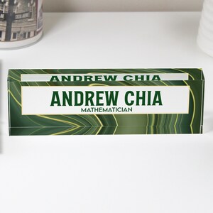 Personalized Acrylic Desk Name Plate for Mathematicians Green & Gold ...