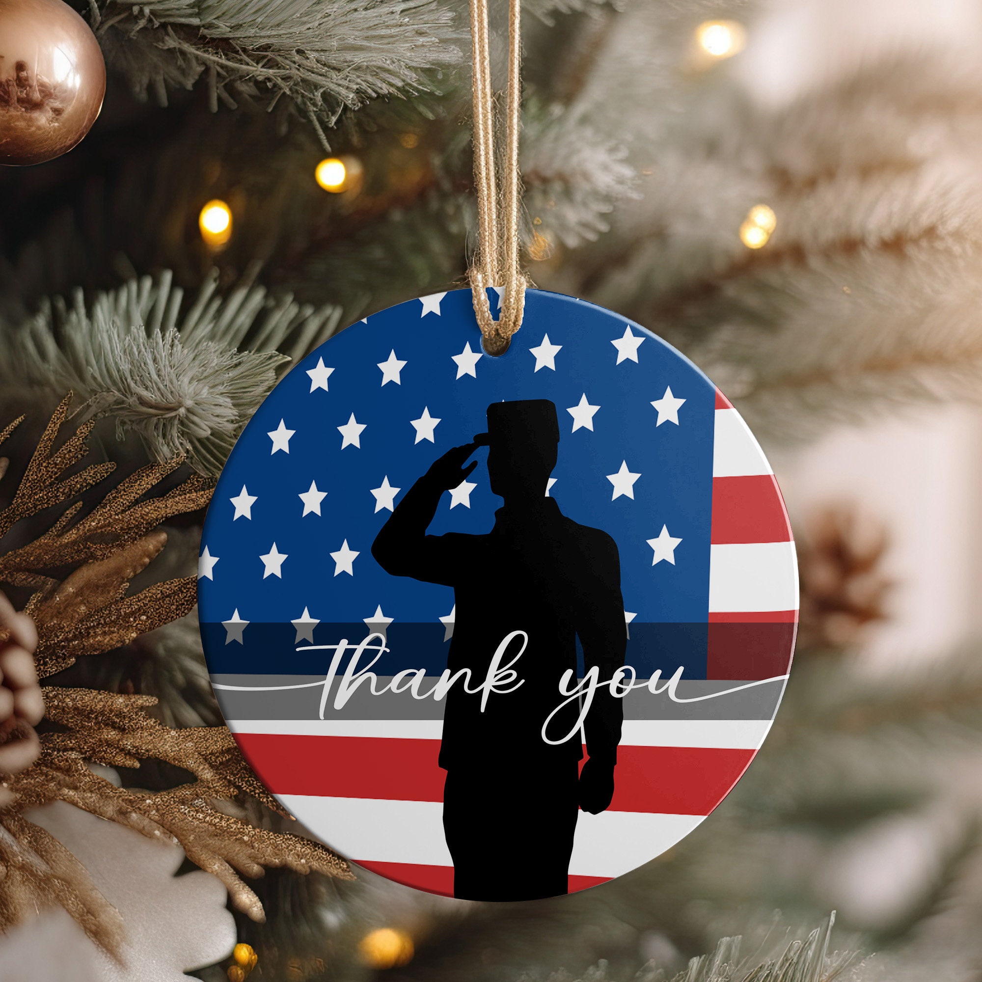 Custom Veteran Ornament - Personalized Photo Ornament - Unique ...
