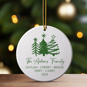 Personalized Minimalist Green Christmas Ornaments - Custom Holiday ...