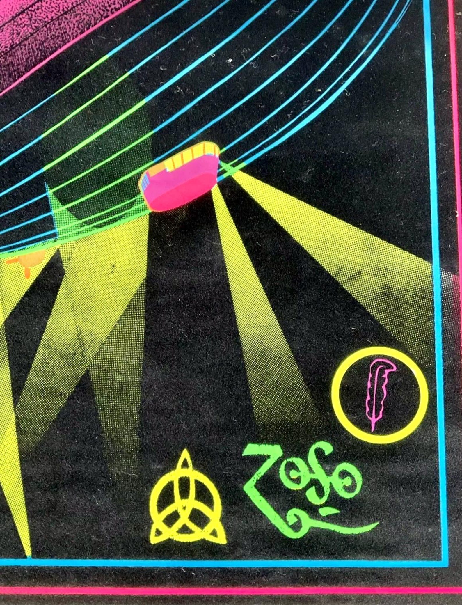 Rare Vintage Led Zeppelin Black Light Poster 1981 943 Flocked ~ Approx ...