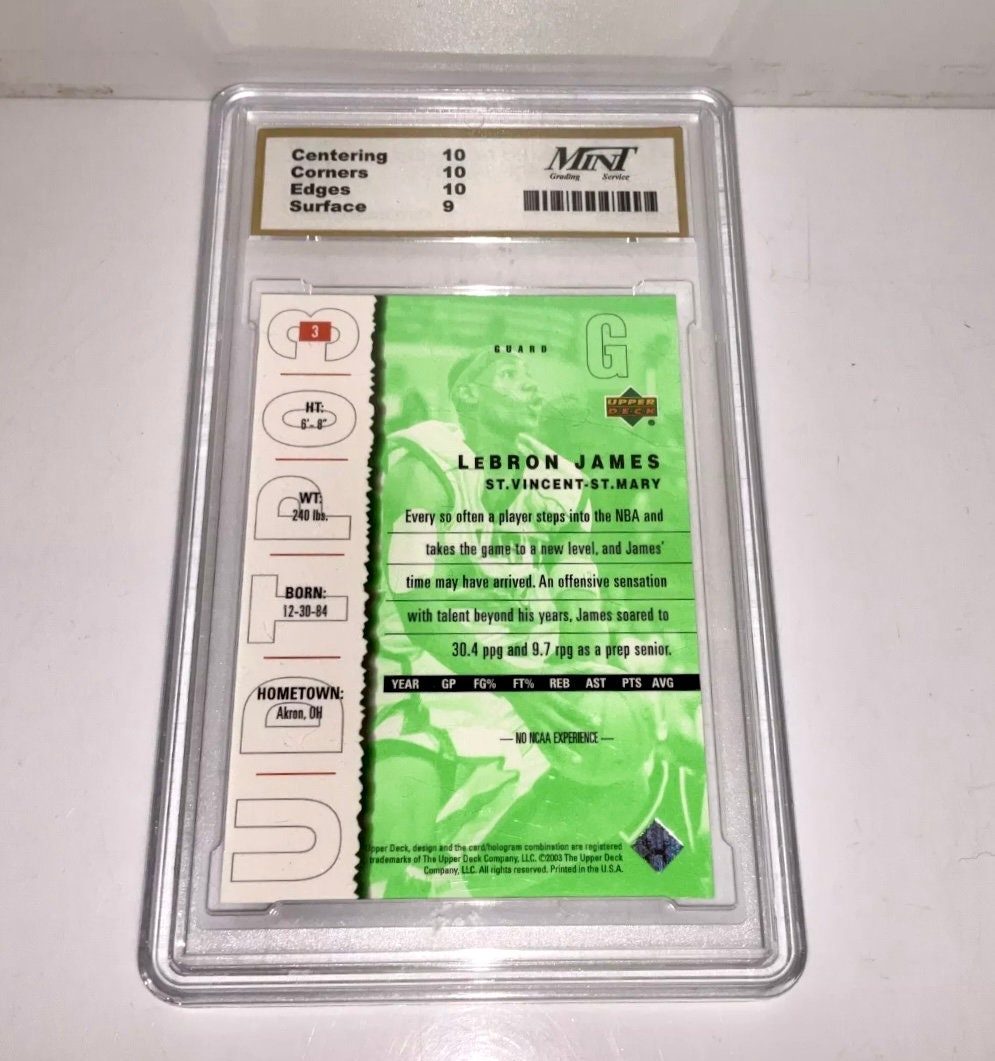 Mint Grading Service 2003 UD Top Prospects Lebron James #3 10 - Etsy
