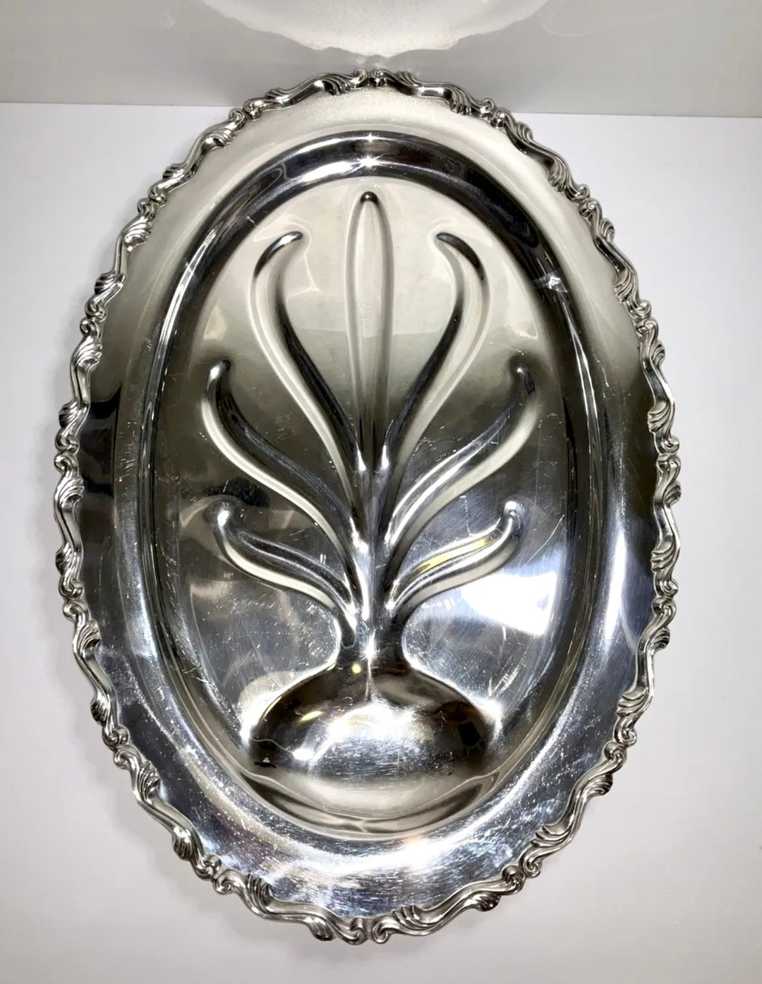 Vintage WM. A. Rogers Oneida Silversmiths Oval Silver Plated Serving Tray - Etsy