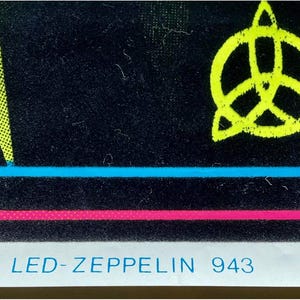 Rare Vintage Led Zeppelin Black Light Poster 1981 943 Flocked ~ Approx ...
