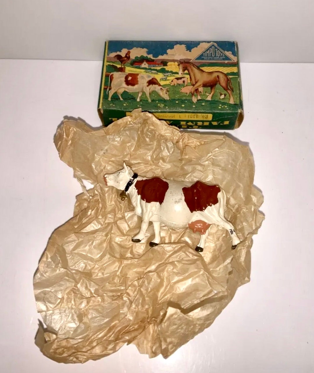 Vintage Rare TIMPO TOY Farm Animal Cow #1101 Original Box - Etsy