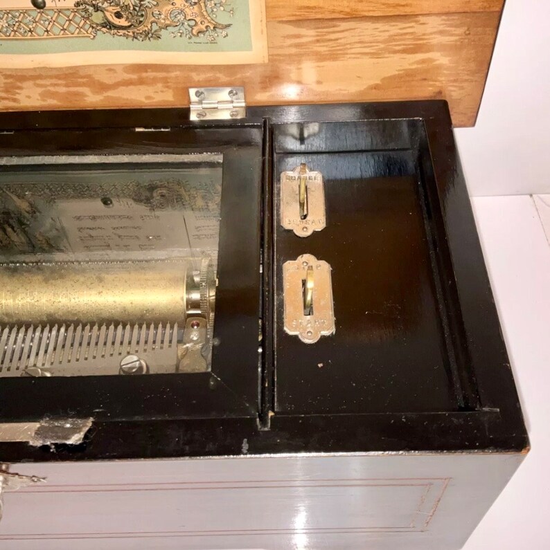 1800s Large Antique Key Wind Swiss Cylinder Music Box 8 Airs, Song ...