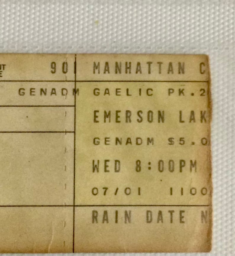 Vintage Ticketron EMERSON LAKE Ticket - Etsy