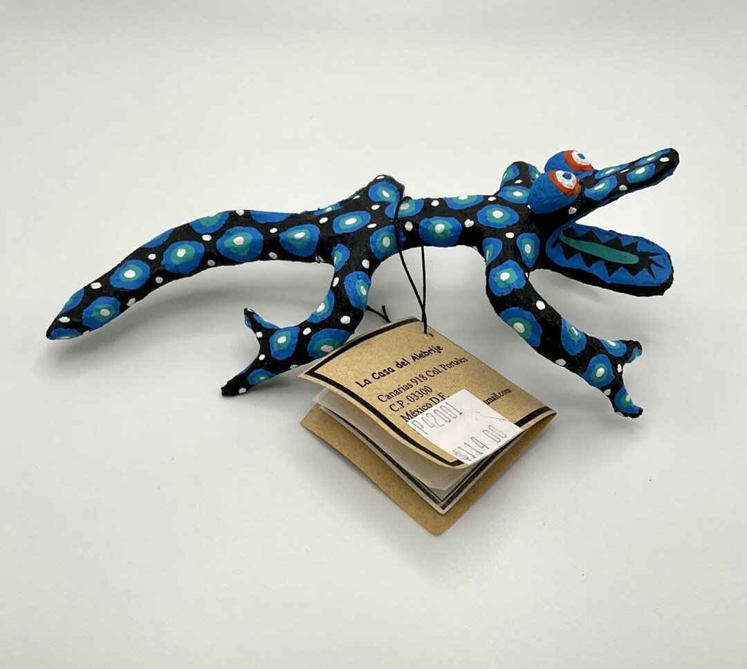 Vintage Handmade Mexican Folk Art Paper MACHE Crocodile, Signed by ...