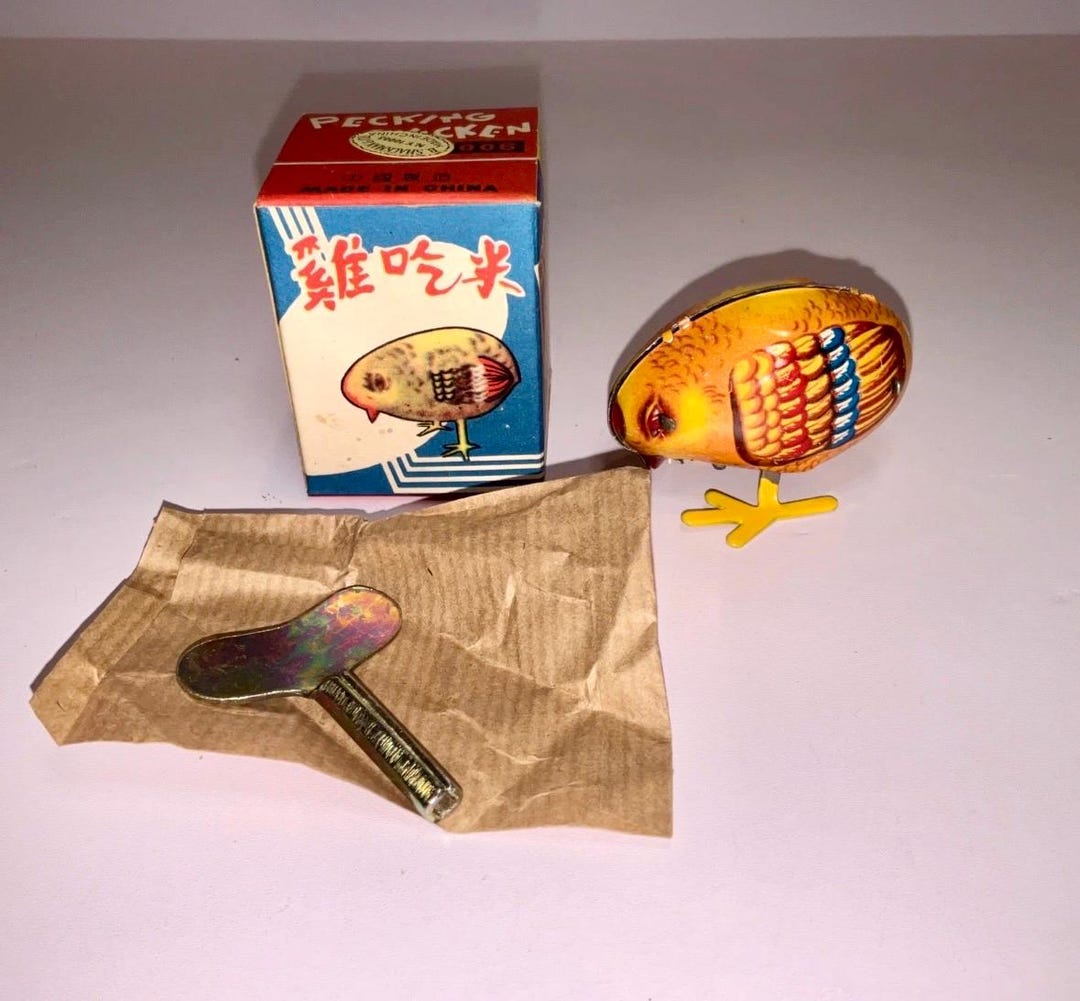 Vintage New Tin Wind-up Pecking Chicken in Box - Etsy