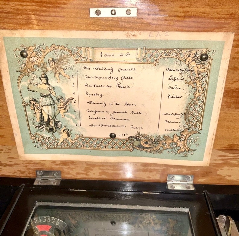 1800s Large Antique Key Wind Swiss Cylinder Music Box 8 Airs, Song ...