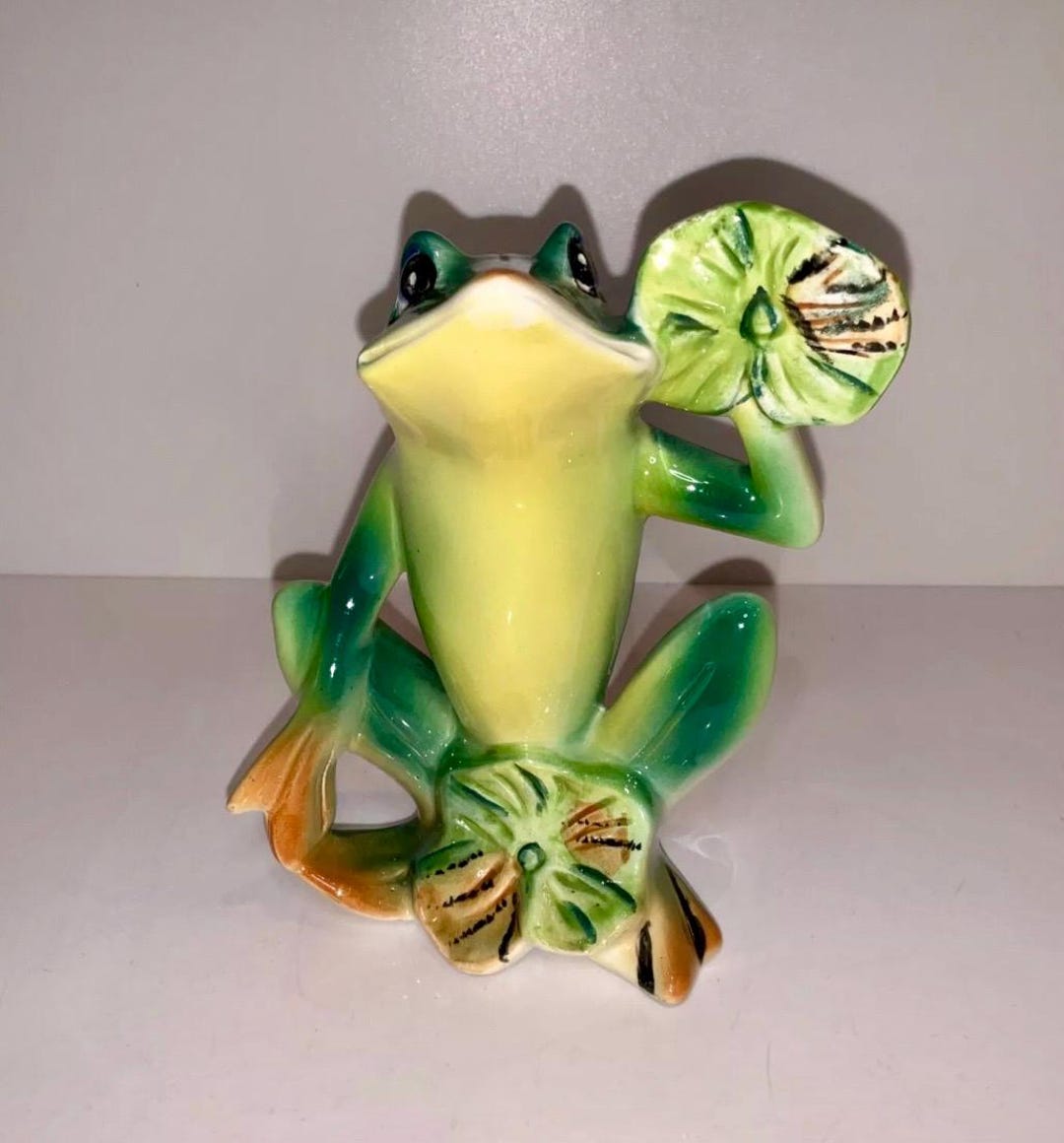 Vintage One of A Kind Frog on Lily Pad Figurine - Etsy