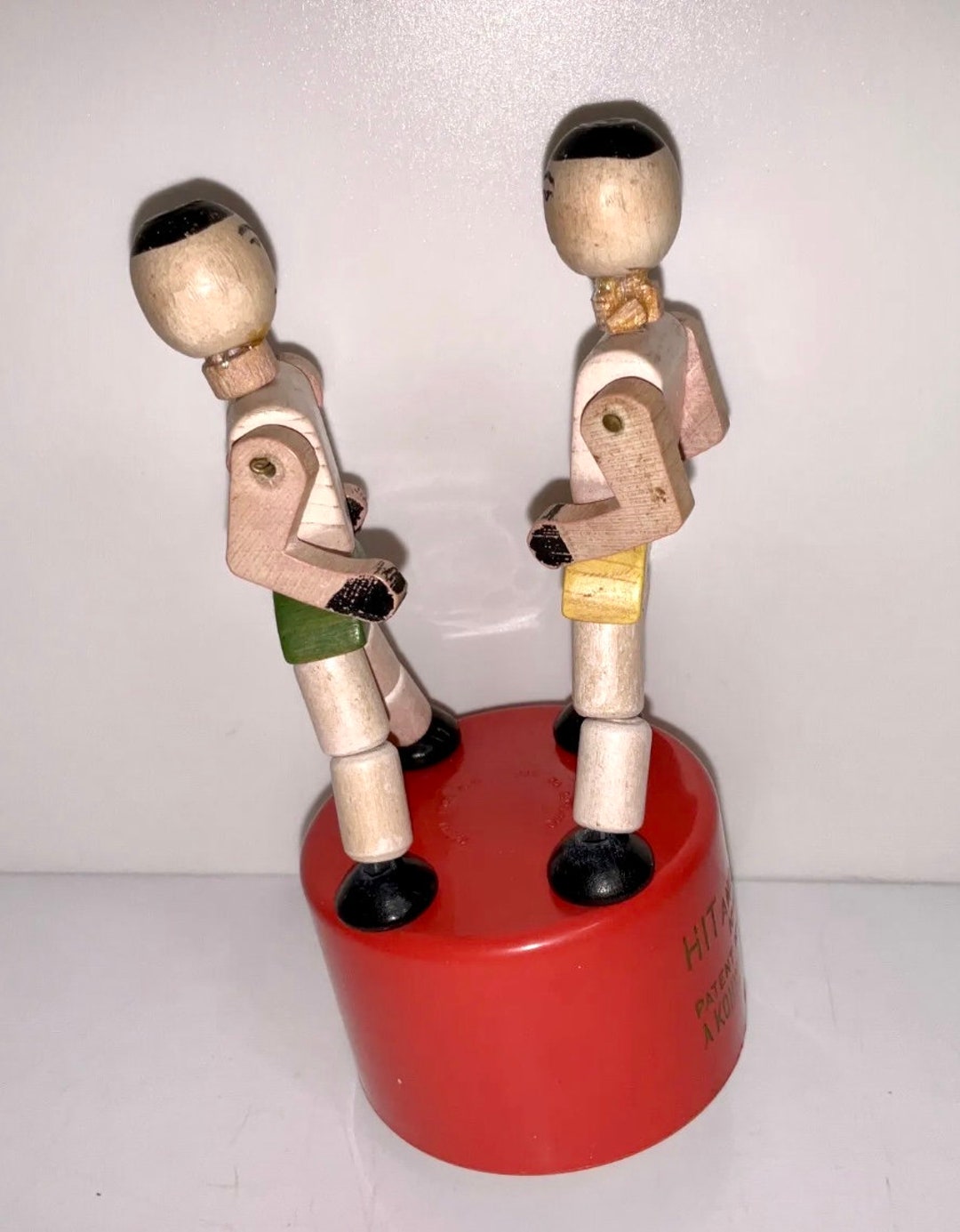 Kohner Wooden Push Puppet Toy Hit and Miss Boxers Plastic Base 1950s - Etsy