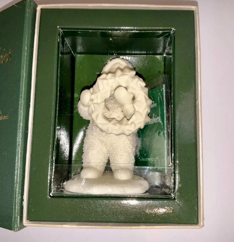 Vintage Department 56 Snowbabies Christmas Figurine With Wreath 6802-0 ...