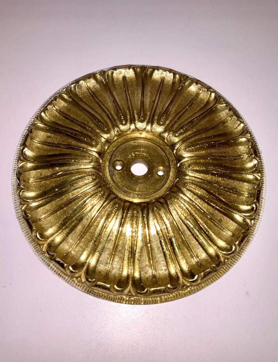 Vintage Brass Sunburst Ceiling Canopy 6” Round Escutcheon Cover Plate ...