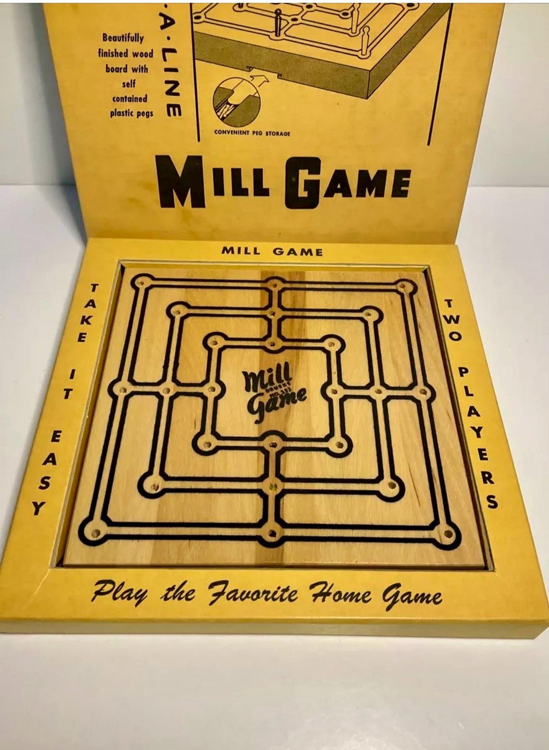 Vintage rare Mill Game "3 on A Line" Wood Board Game Drueke #553 - Etsy