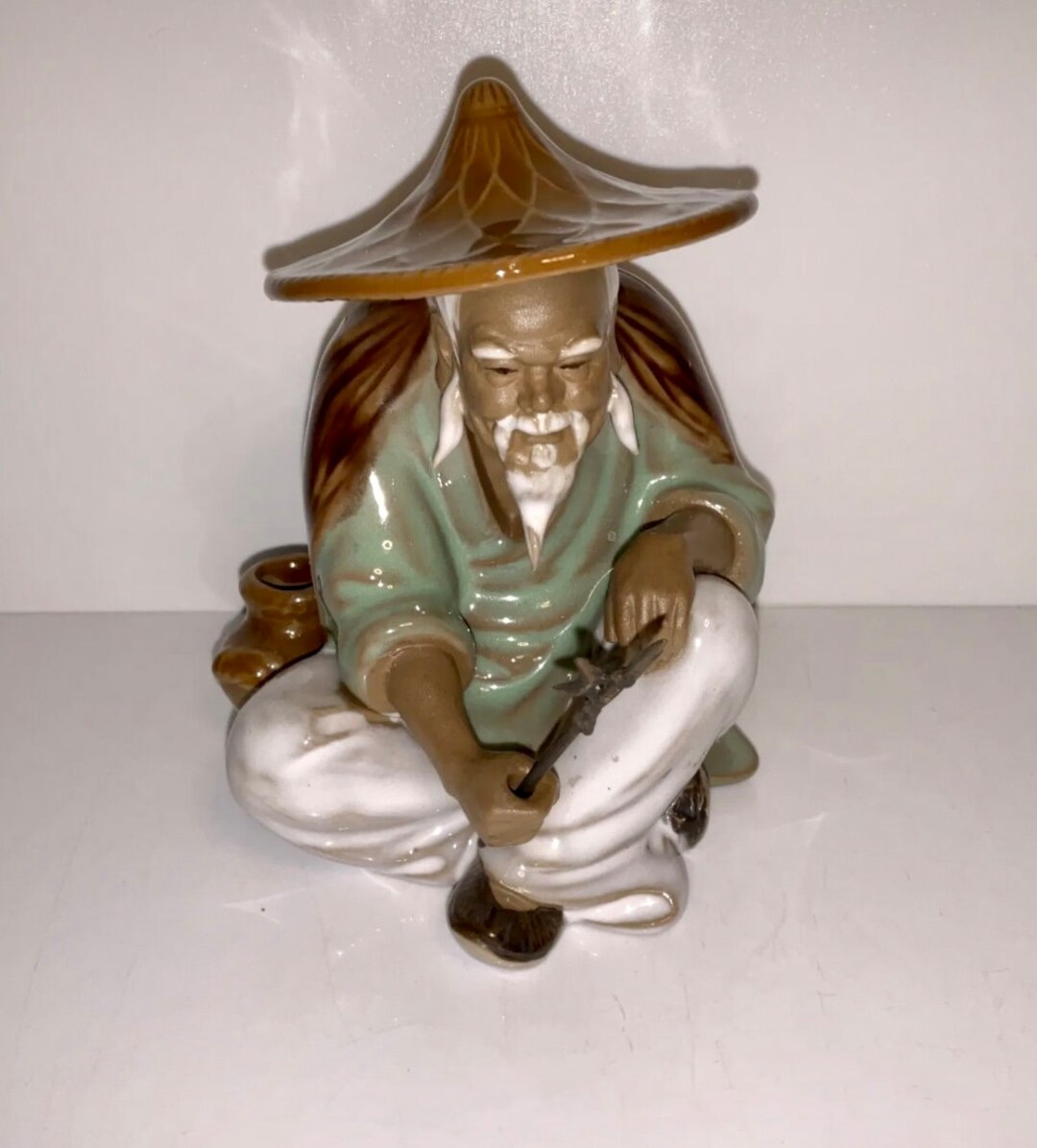 Vintage Shiwan Ceramic Glazed Pottery Chinese Monk Incense Holder ...