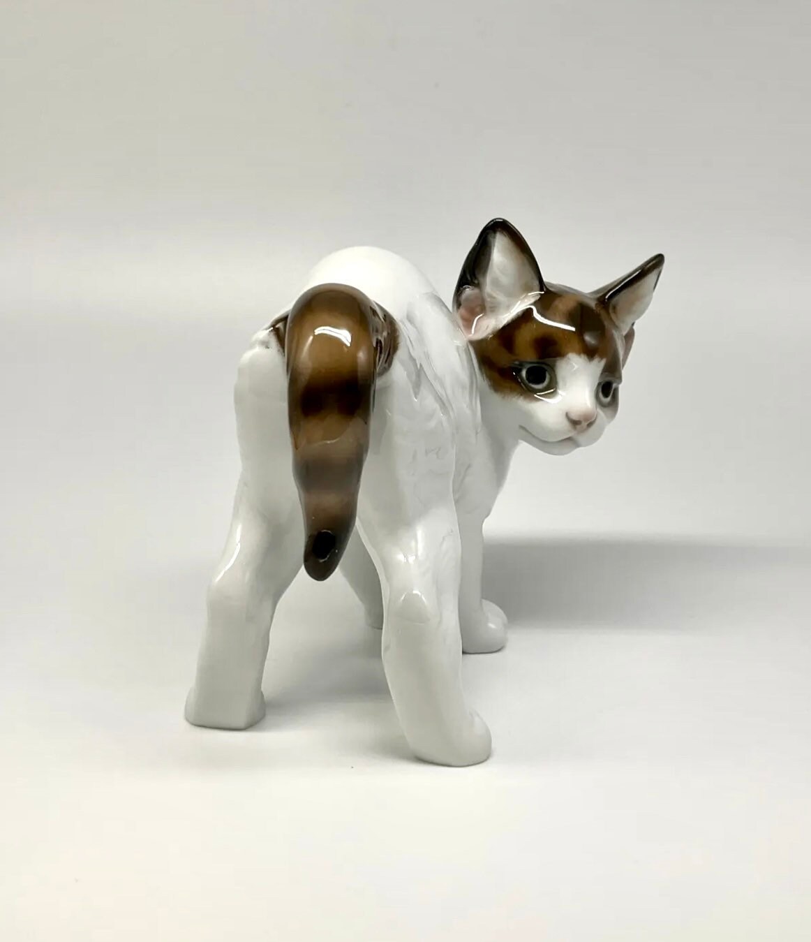 ROSENTHAL Porcelain White CAT /KITTEN Brown Tail Standing - Etsy