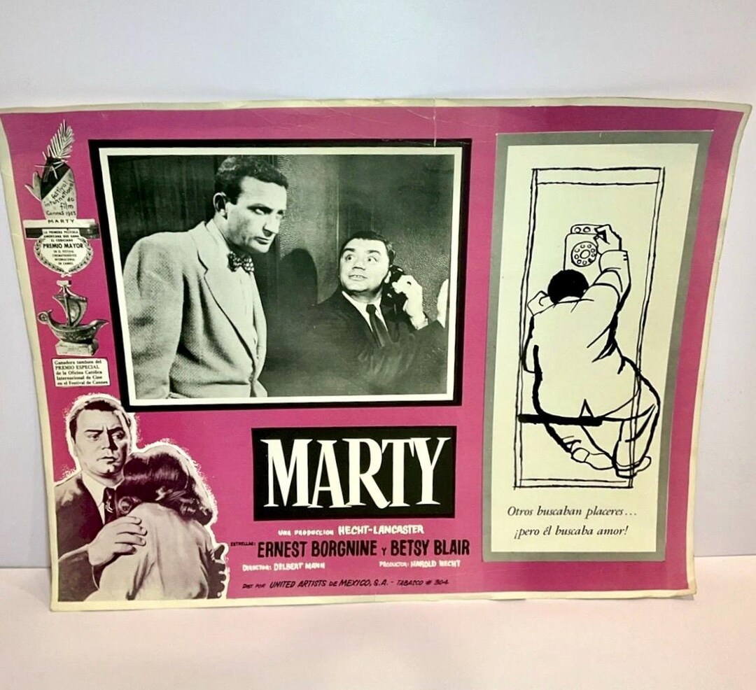 Vintage MARTY (1955) Original Mexican Lobby Card Ernest Borgnine Betsy ...