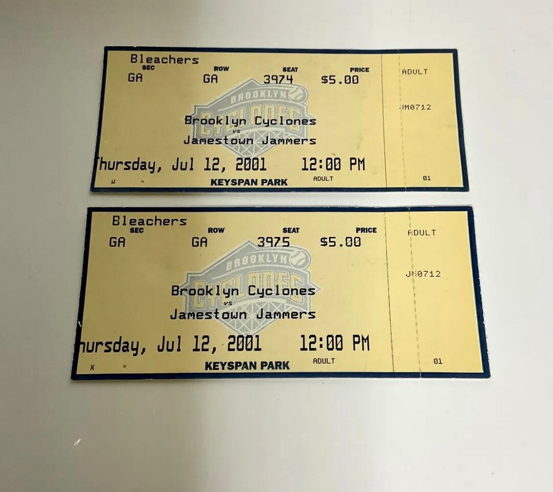 Collectable 7/12/2001 Brooklyn Cyclones Vs Jamestown Jammers Baseball 2 ...