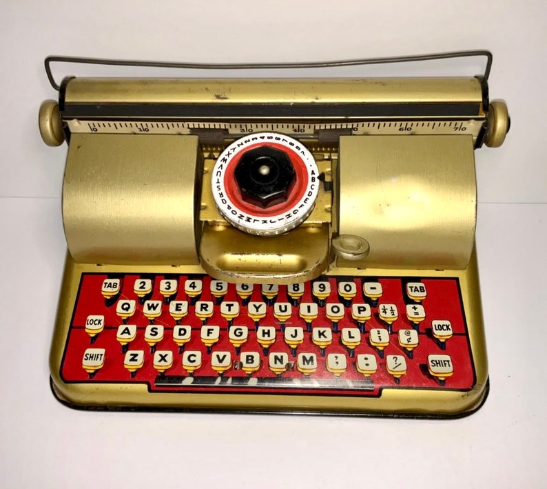 Vintage Berwin SUPERIOR Gold Tin Toy Typewriter Nice - Etsy
