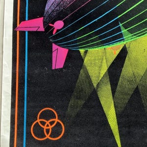 Rare Vintage Led Zeppelin Black Light Poster 1981 943 Flocked ~ Approx ...