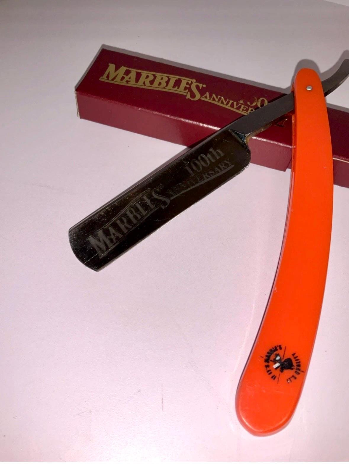 Marbles Orange 100th Anniversary Straight Razor Box - Etsy