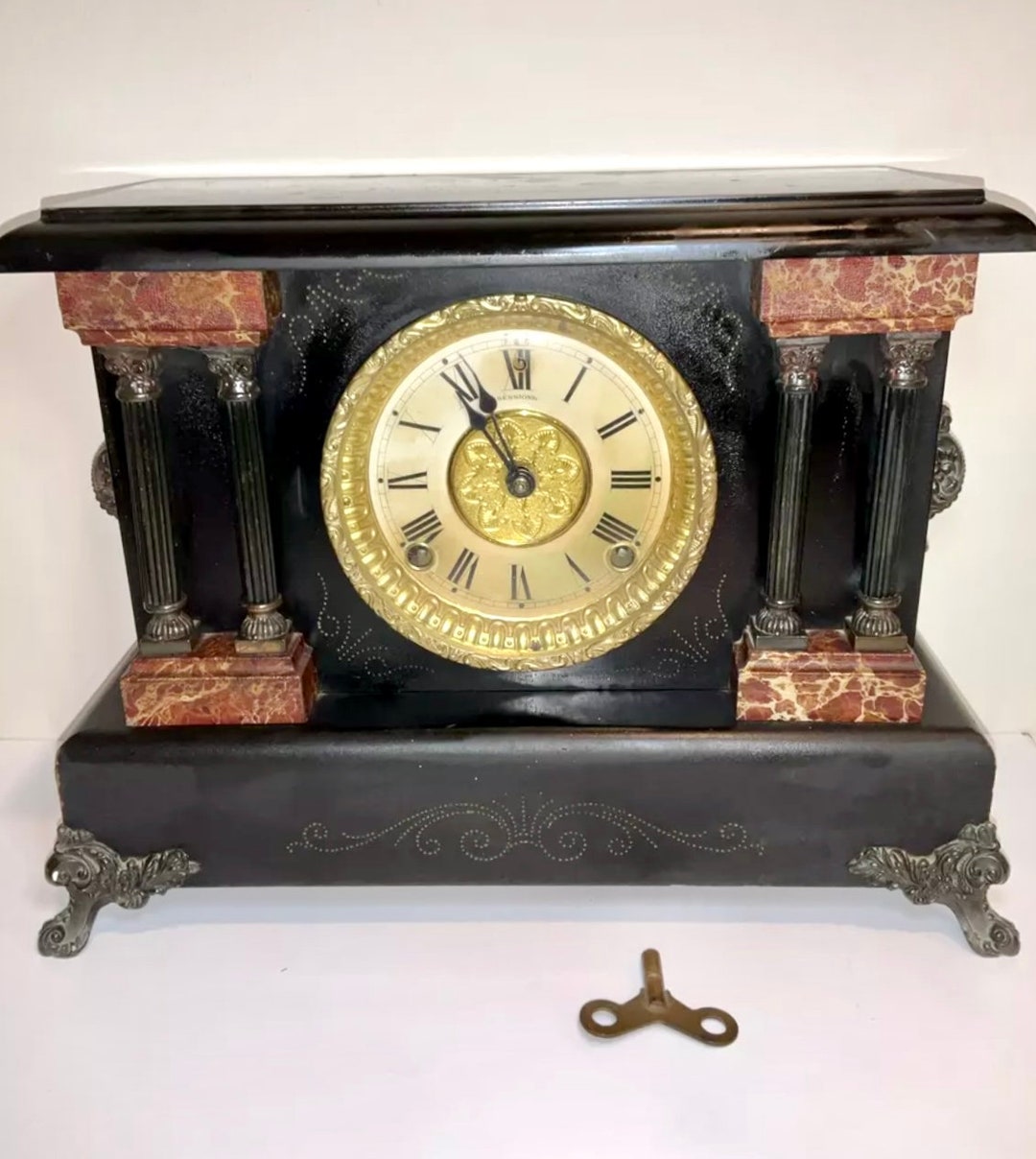 Antique 1904 Sessions Skeleton 4 Pillar Mantle Clock Working Great - Etsy