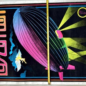 Rare Vintage Led Zeppelin Black Light Poster 1981 943 Flocked ~ Approx ...