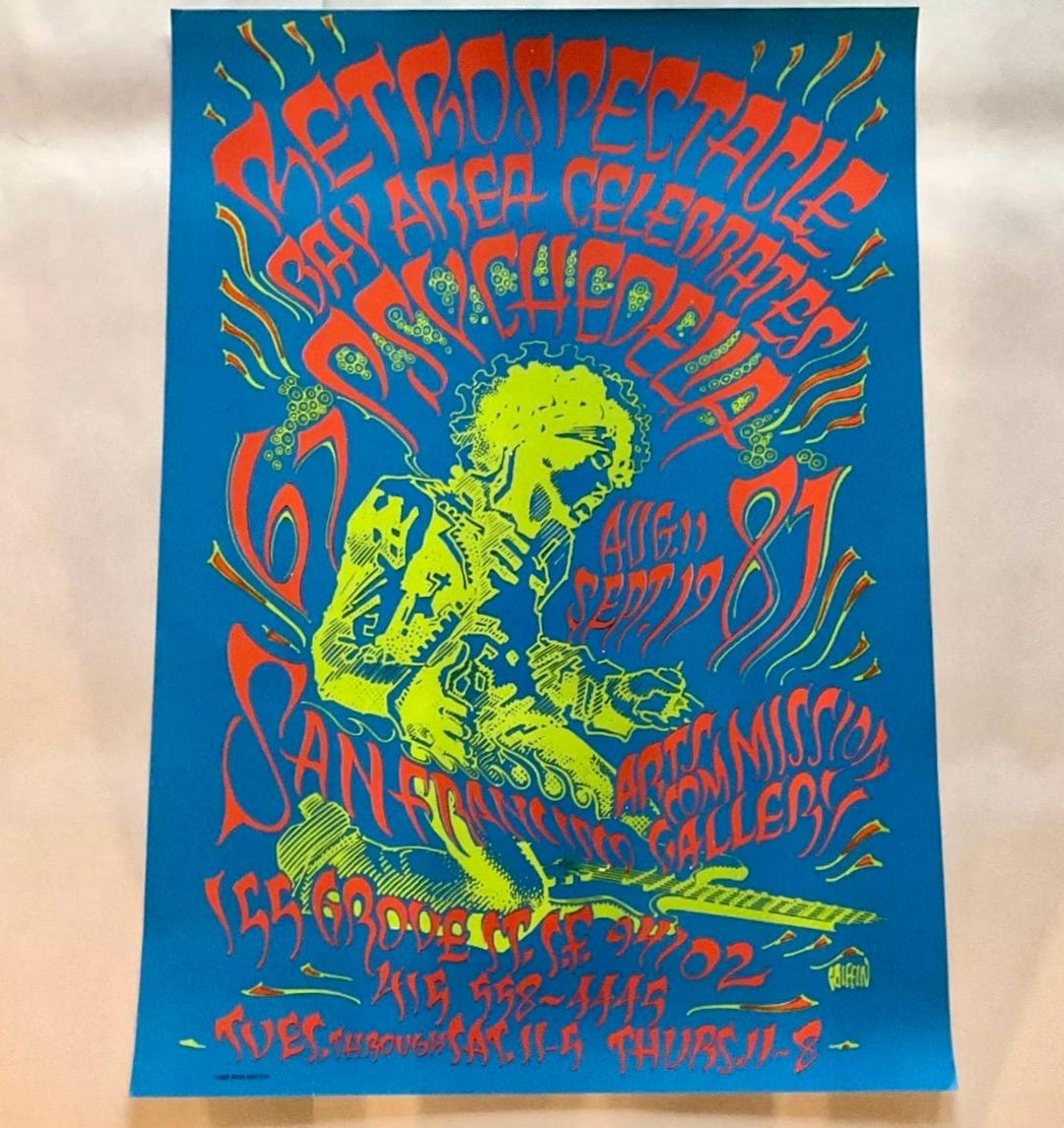 Vintage 1987 Rick Griffin Retrospectacle Psychedelic Jimi Hendrix ...