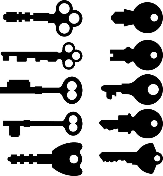 Key Clip Art Assorted Key Graphic Instant Download Key Vector | Etsy