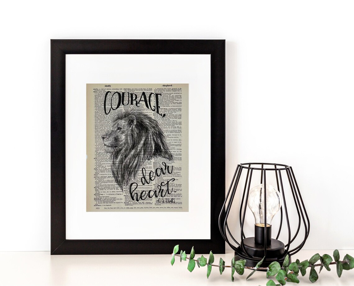 Courage Dear Heart Dictionary Page Print C. S. Lewis Narnia - Etsy