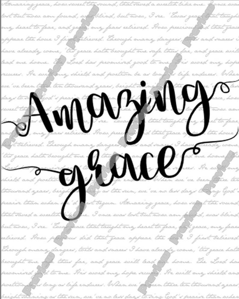 Amazing Grace Hymn Wall Art Full Text Overlay 8x10 PDF - Etsy