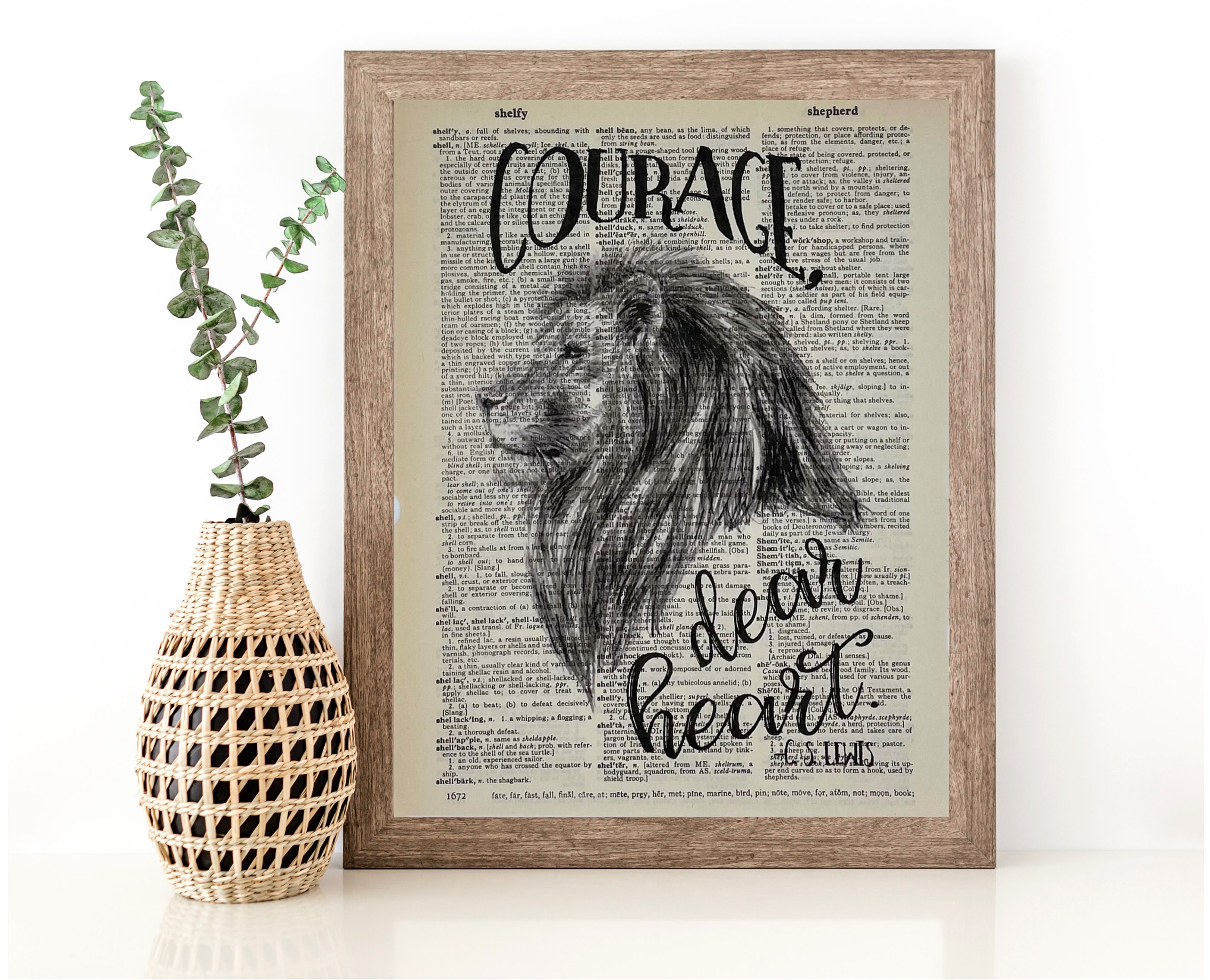 Courage Dear Heart Dictionary Page Print C. S. Lewis Narnia - Etsy