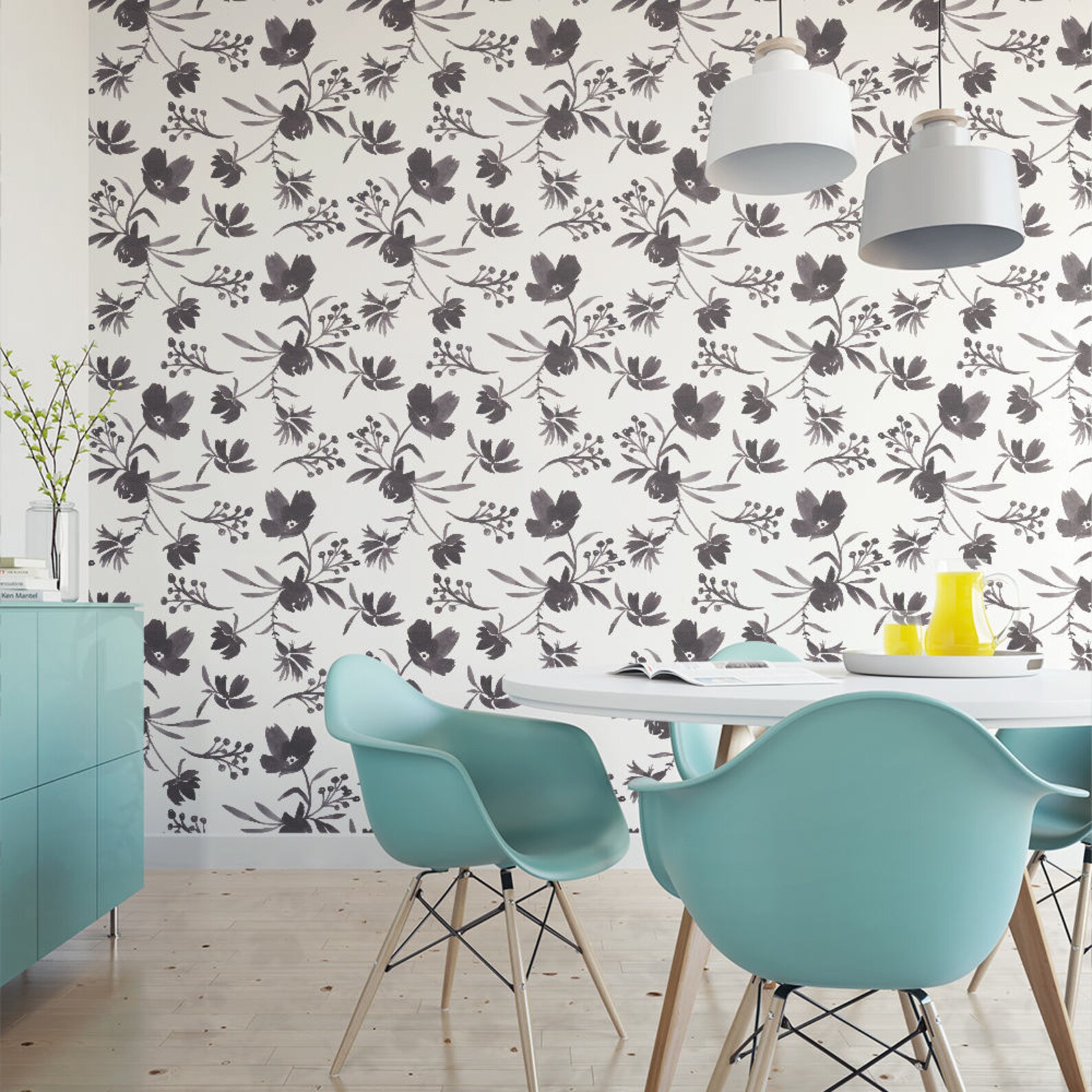 BOTANICAL WALLPAPER Repeating Pattern FLORAL Wall Mural - Etsy