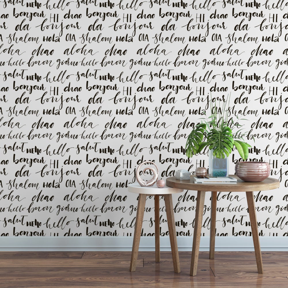 Hello Wallpaper Hand Lettering Wallpaper Writing Wallpaper - Etsy