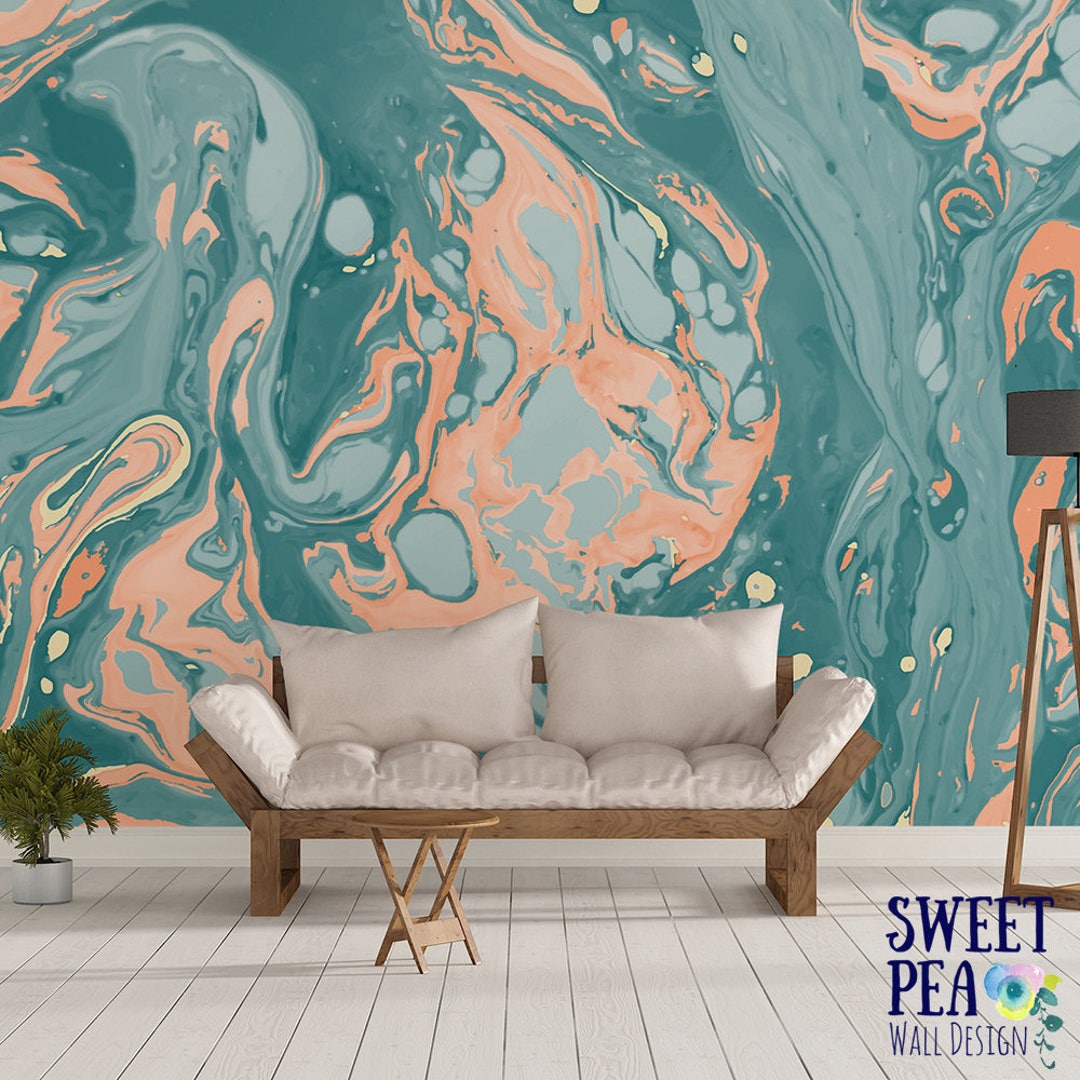 Santa Monica Paint Swirl Wall Mural: Abstract Marble Removable ...