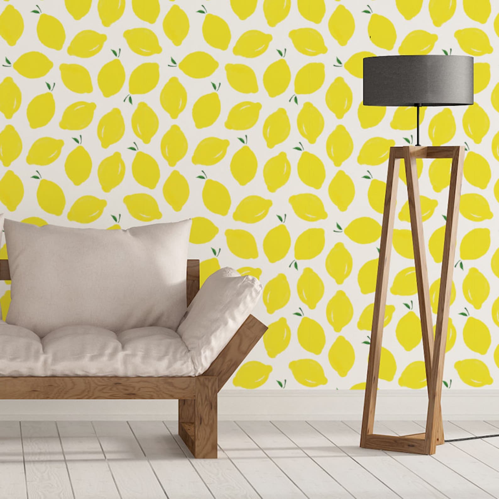 Lemon Print Wallpaper: Removable Citrus Accent Wall - Etsy