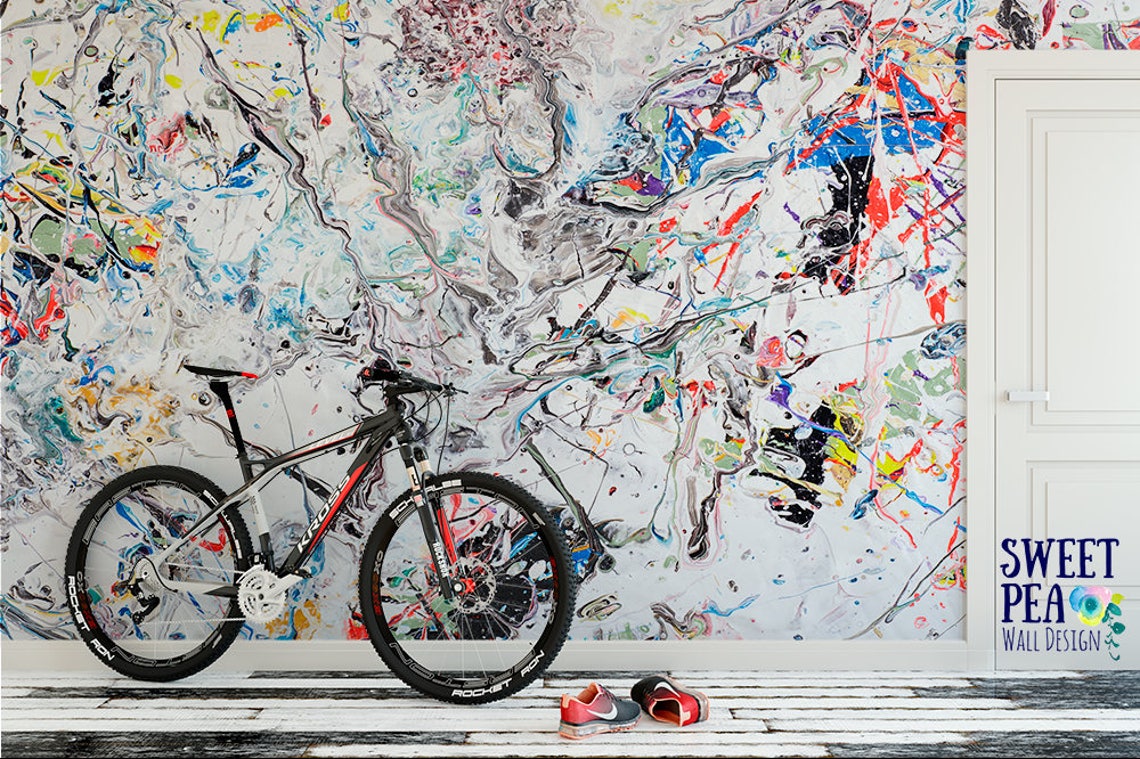 Splatter Paint Wall Mural Removable Wallpaper M4208 - Etsy