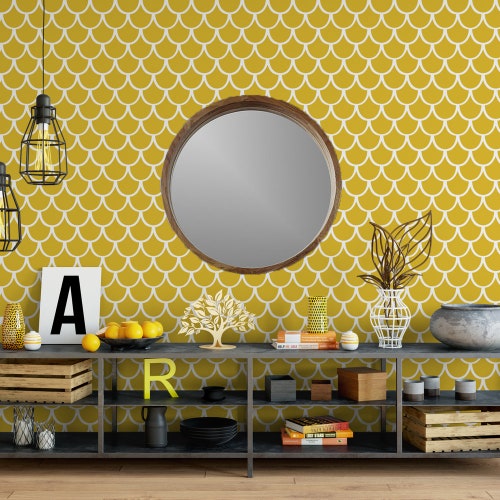 Yellow Fish Scales Removable Wallpaper G195-27 - Etsy