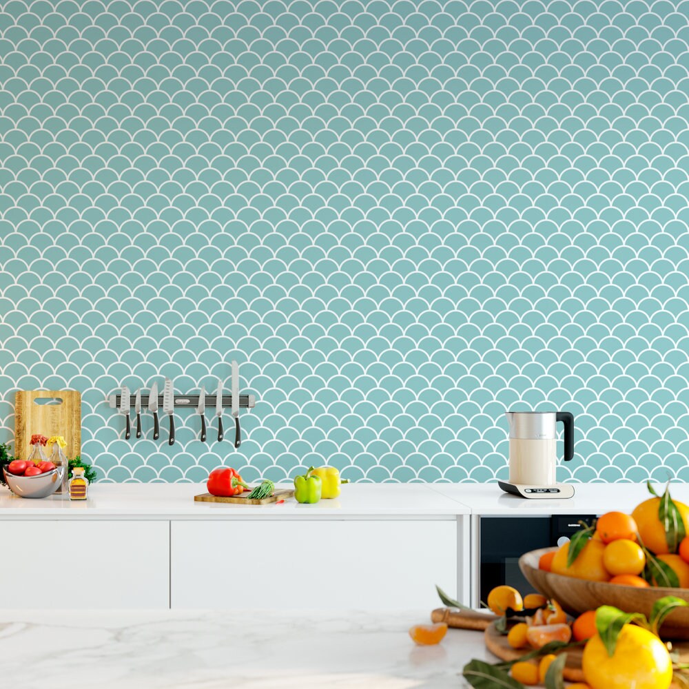 Blue Fish Scales Removable Wallpaper G177-27 | Etsy