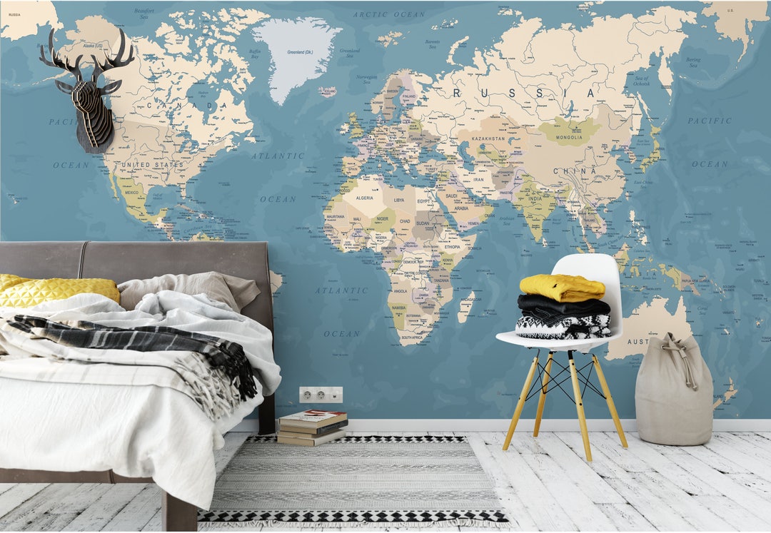 Map Wallpaper | Map Wall | Map Mural | Atlas Wallpaper | World Map ...
