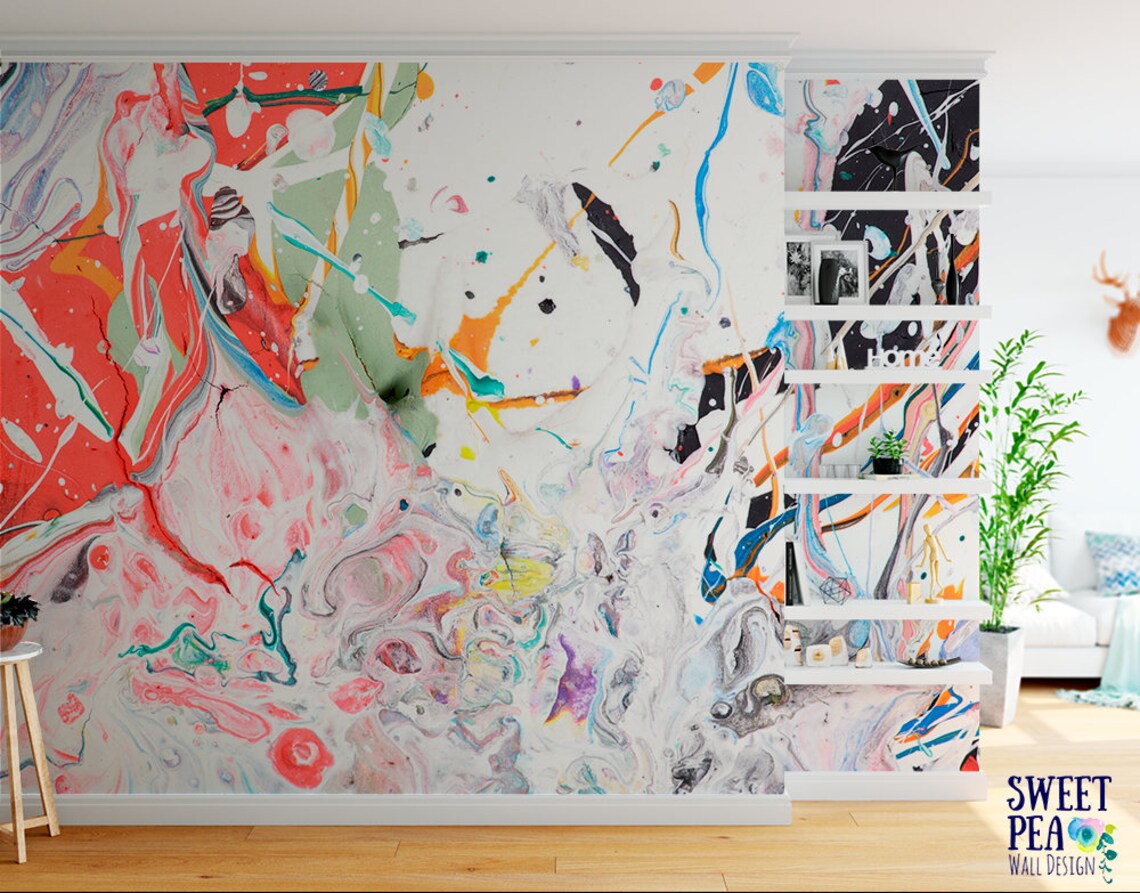Working Artist Splatter Abstract Wall Mural Removalble | Etsy