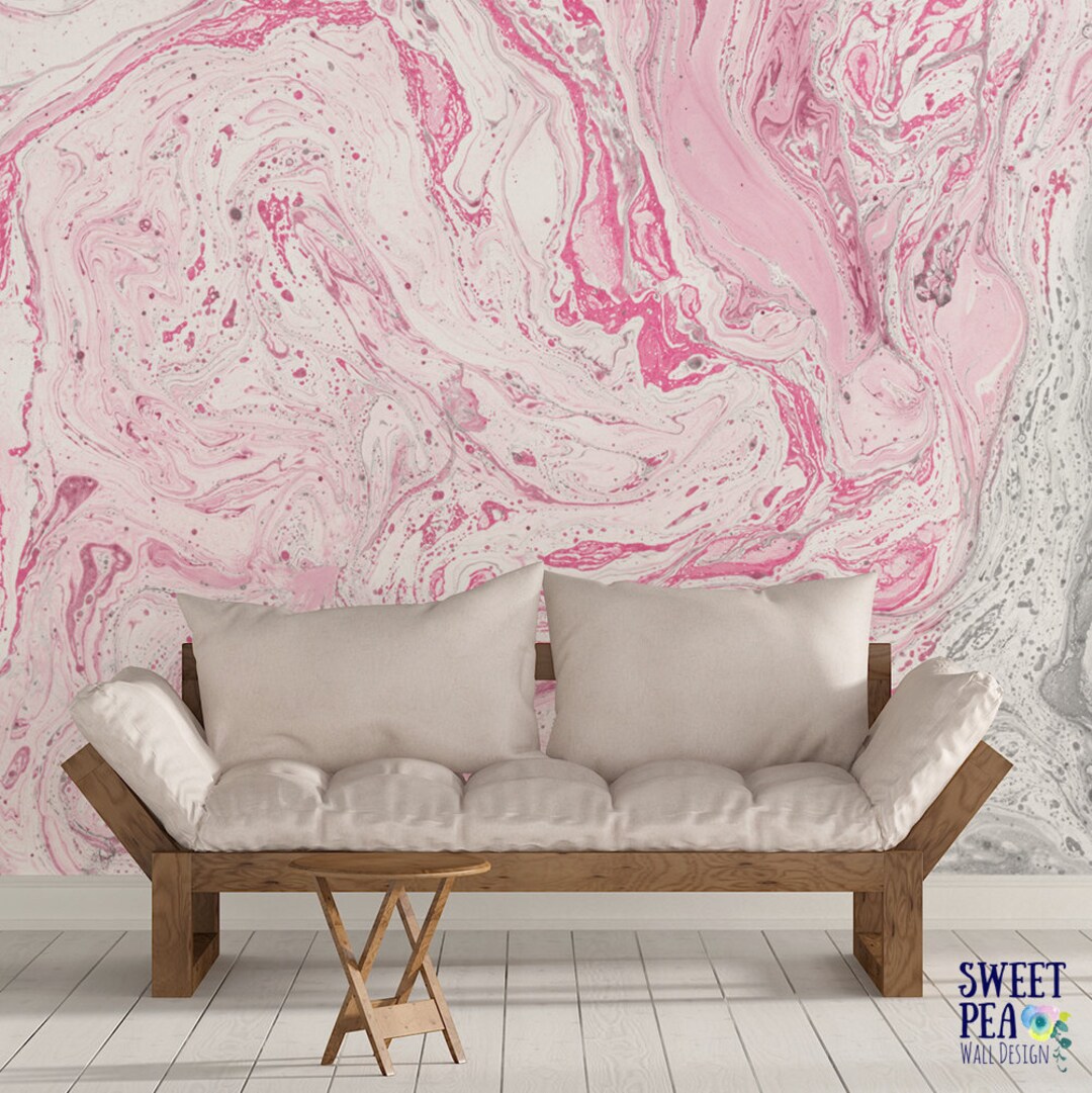 Pink Swirl Wall Mural - Pink Swirl Removalable Wallpaper - Feature Wall ...