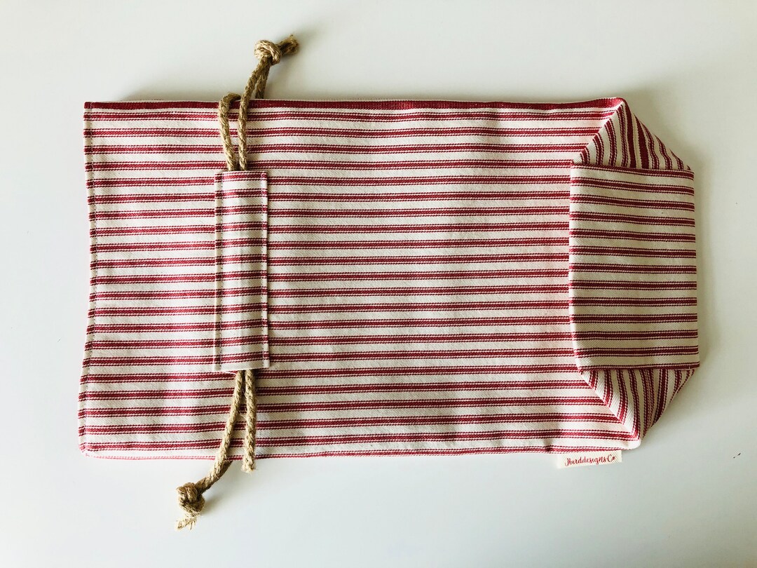 Sandwich Loaf Bread Bag, Ticking Stripes, Square Bottom, Lined ...