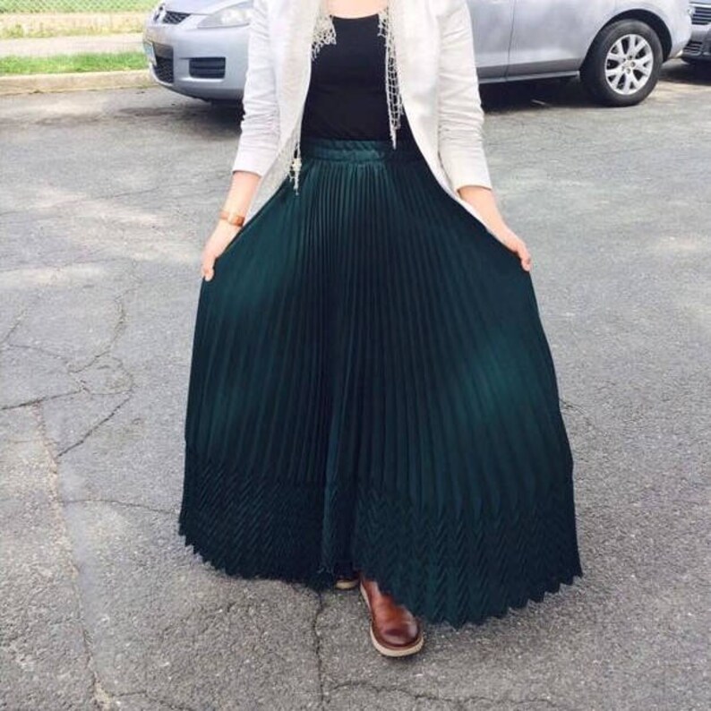 Pleated Maxi Skirt, Partial Chevron Circle Maxi Skirt/ Plisado Chevron ...