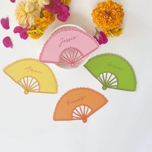 Colorful Fan Place Cards, Wedding Place Cards, Party Place Cards, Hen's ...