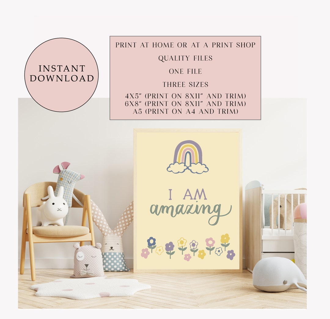 I Am Amazing Kids Poster, Yellow Room Decor (digital Download) - Etsy