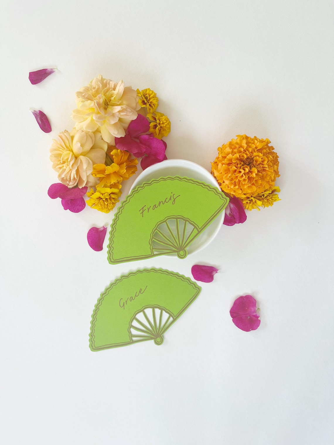 Colorful Fan Place Cards, Wedding Place Cards, Party Place Cards, Hen's ...