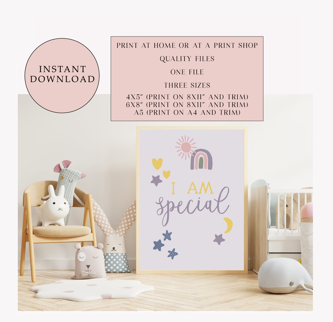 Printable Kids Wall Art With I Am Special, Kids Room Wall Art, Kids ...