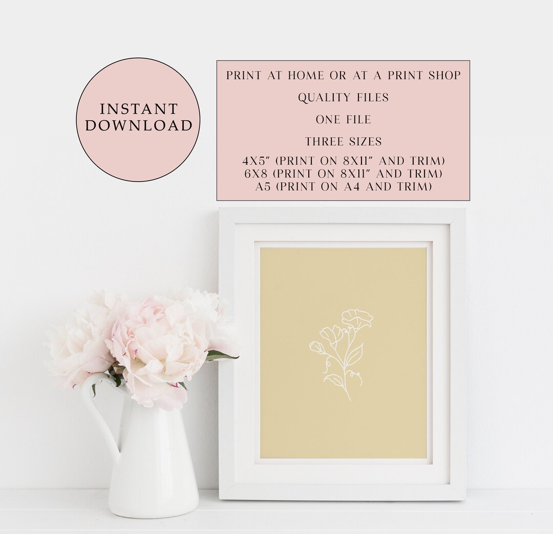 Printable Sweet Pea Print Line Art Print Modern Print Instant Digital ...